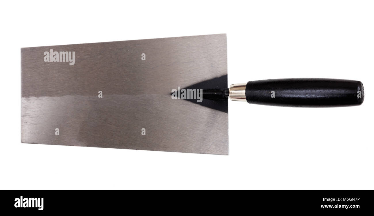 Metal trowel hand tool isolated on white background, top view Stock ...