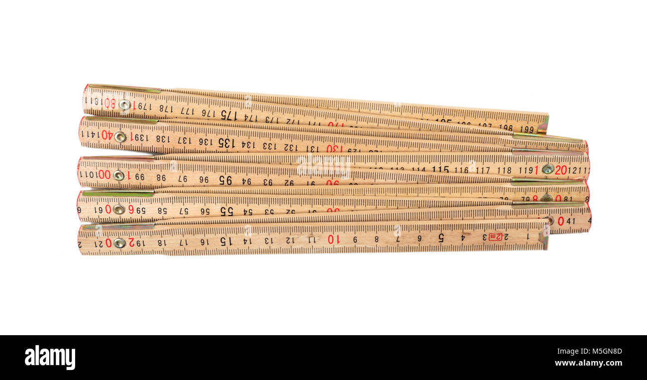 Wooden foldable meter isolated on white background, top view Stock ...