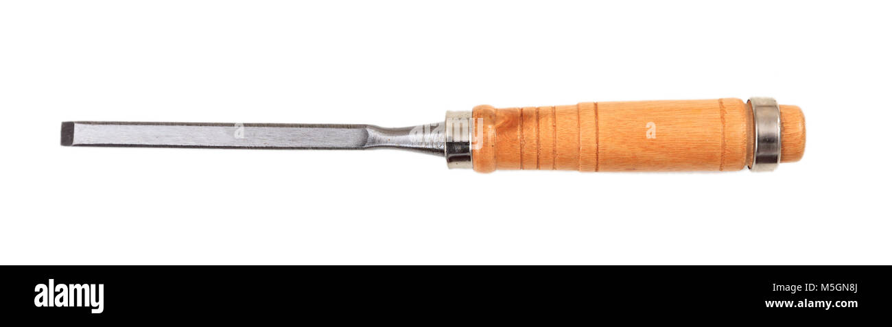 Chisel hand tool isolated on white background, top view Stock Photo - Alamy