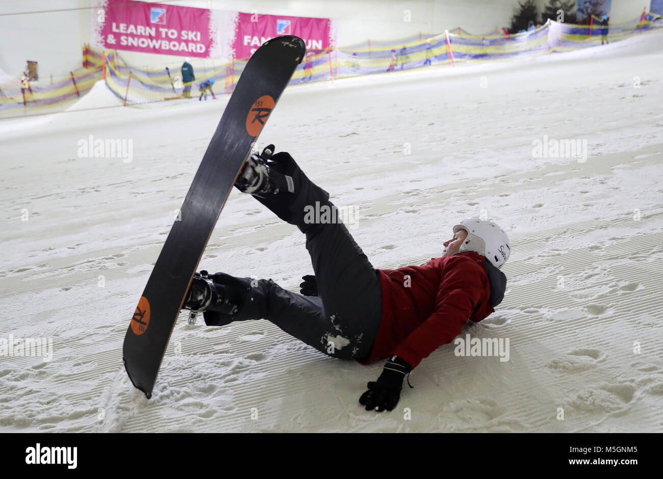 Scottish Finance Minister Derek Mackay during a snowboarding lesson at ...