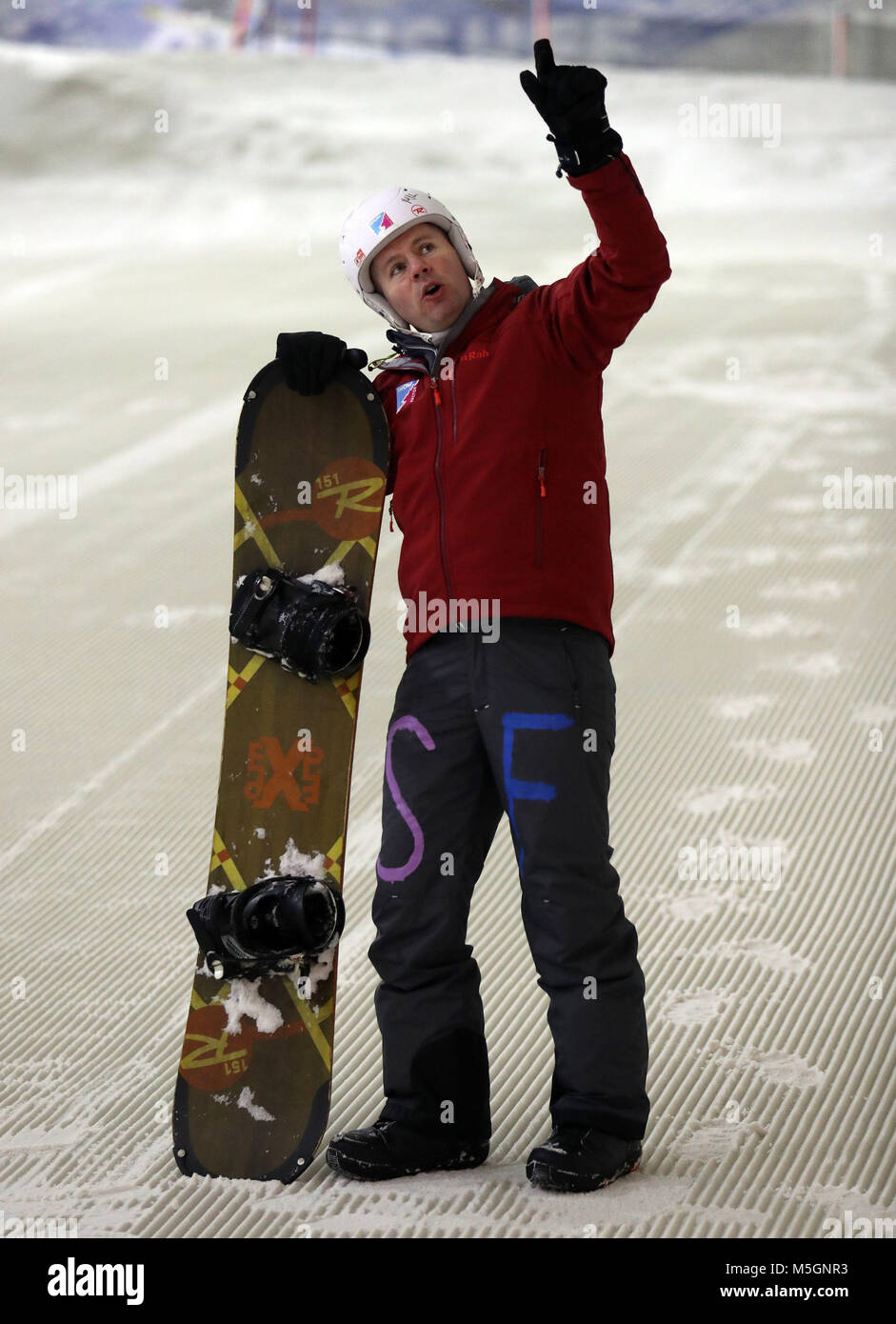 Scottish Finance Minister Derek Mackay during a snowboarding lesson at ...