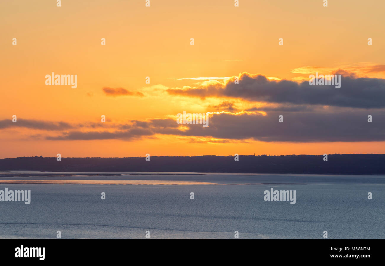 Warm sunset clouds seeing from the top og Great Orme hill in Llandudno ...