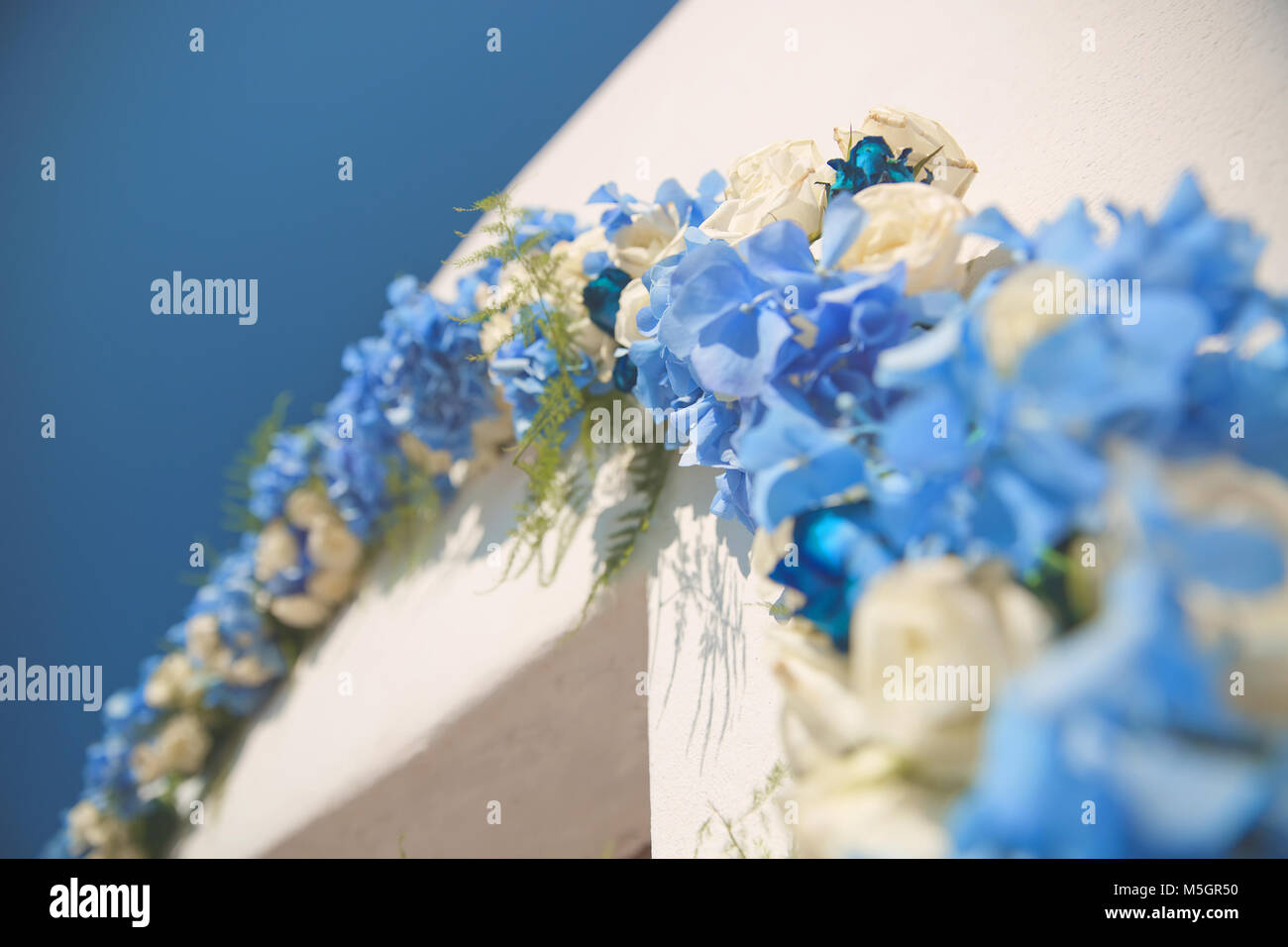 Wedding accessories of white and blue colors Stock Photo - Alamy