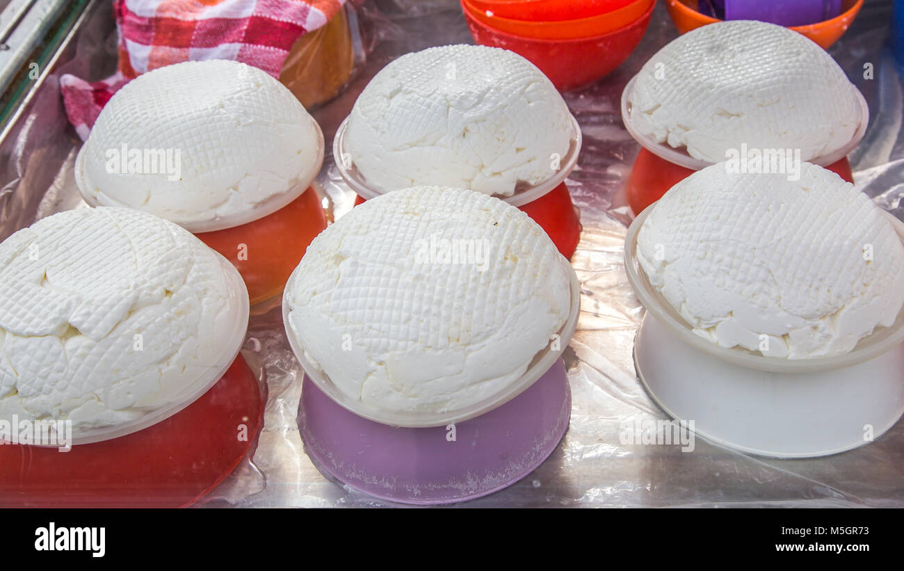 Traditional cheese making with cheescloth Stock Photo - Alamy