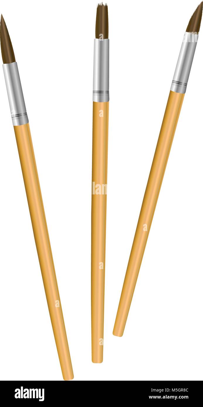 Paint and brush, isolated objects on white background. Vector ...