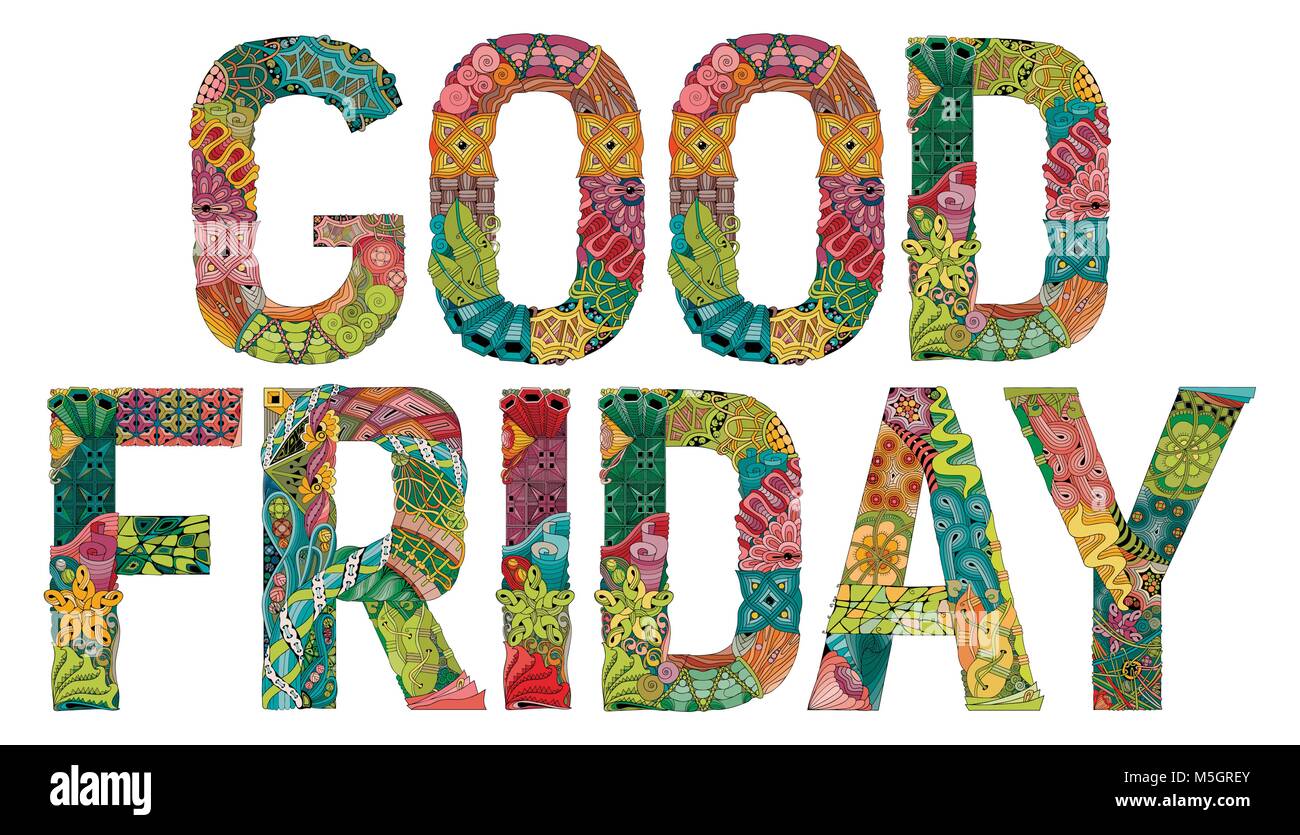 Hand-painted art design. Hand drawn illustration words GOOD FRIDAY for ...
