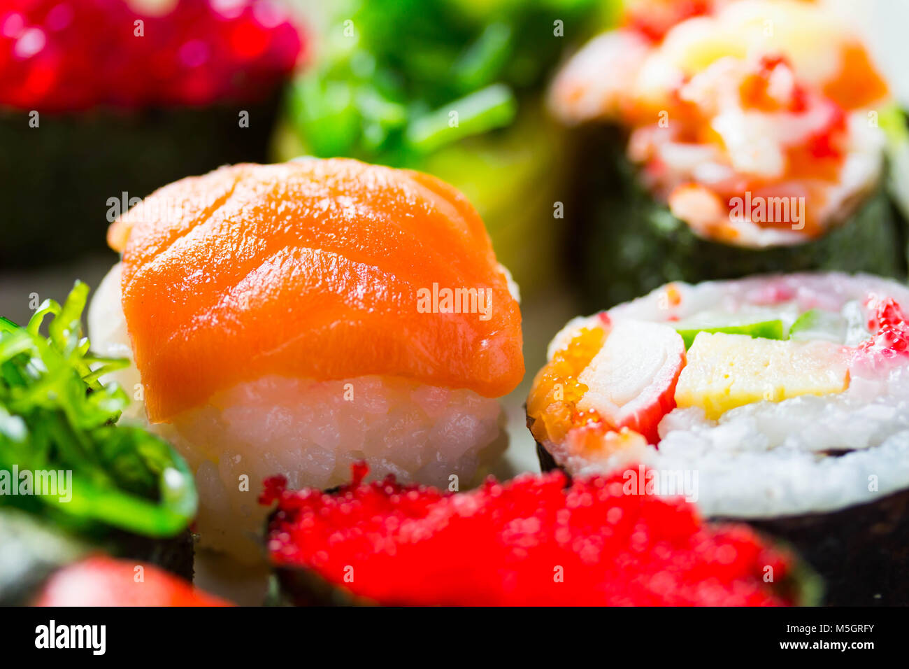 Zushi or Sushi in a various kind of taste a Japanese cuisine food Stock ...