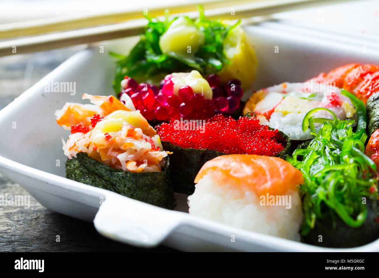 Zushi or Sushi in a various kind of taste a Japanese cuisine food Stock ...
