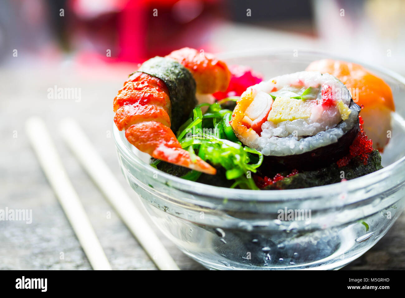 Zushi or Sushi in a various kind of taste a Japanese cuisine food Stock ...