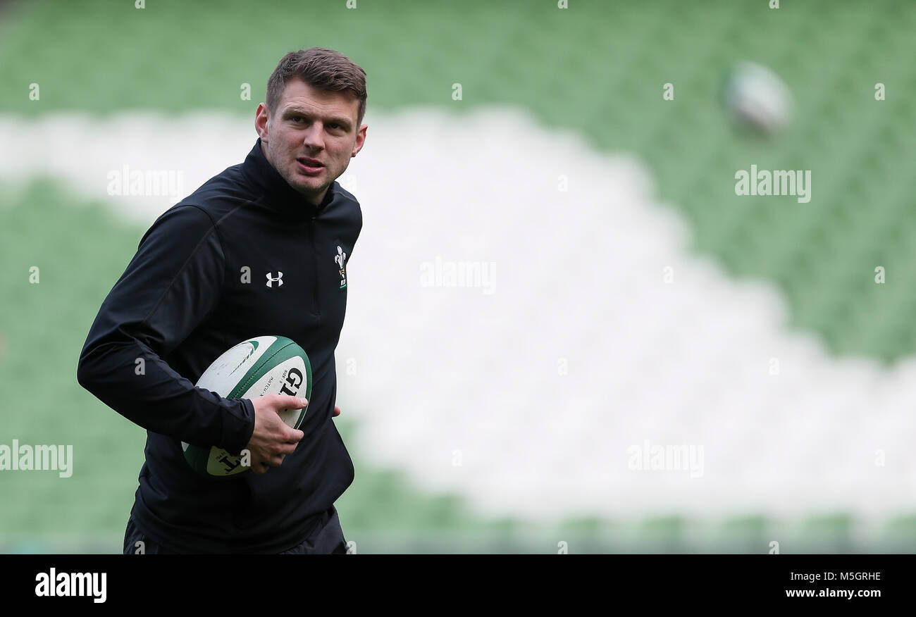 Wales' Dan Biggar during the kicker session at The Aviva Stadium ...