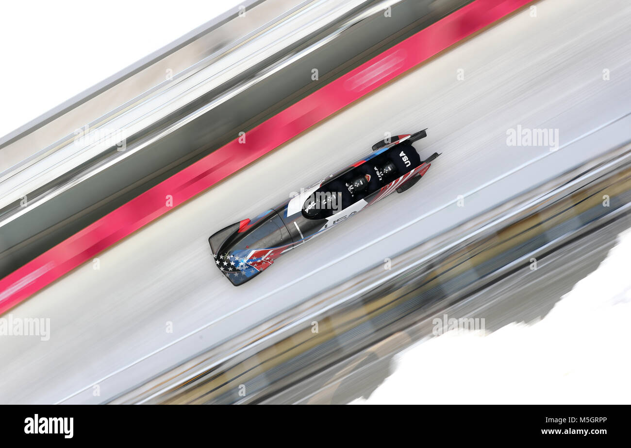 USA's Nick Cunningham during Bobsleigh training at the Olympic Sliding ...
