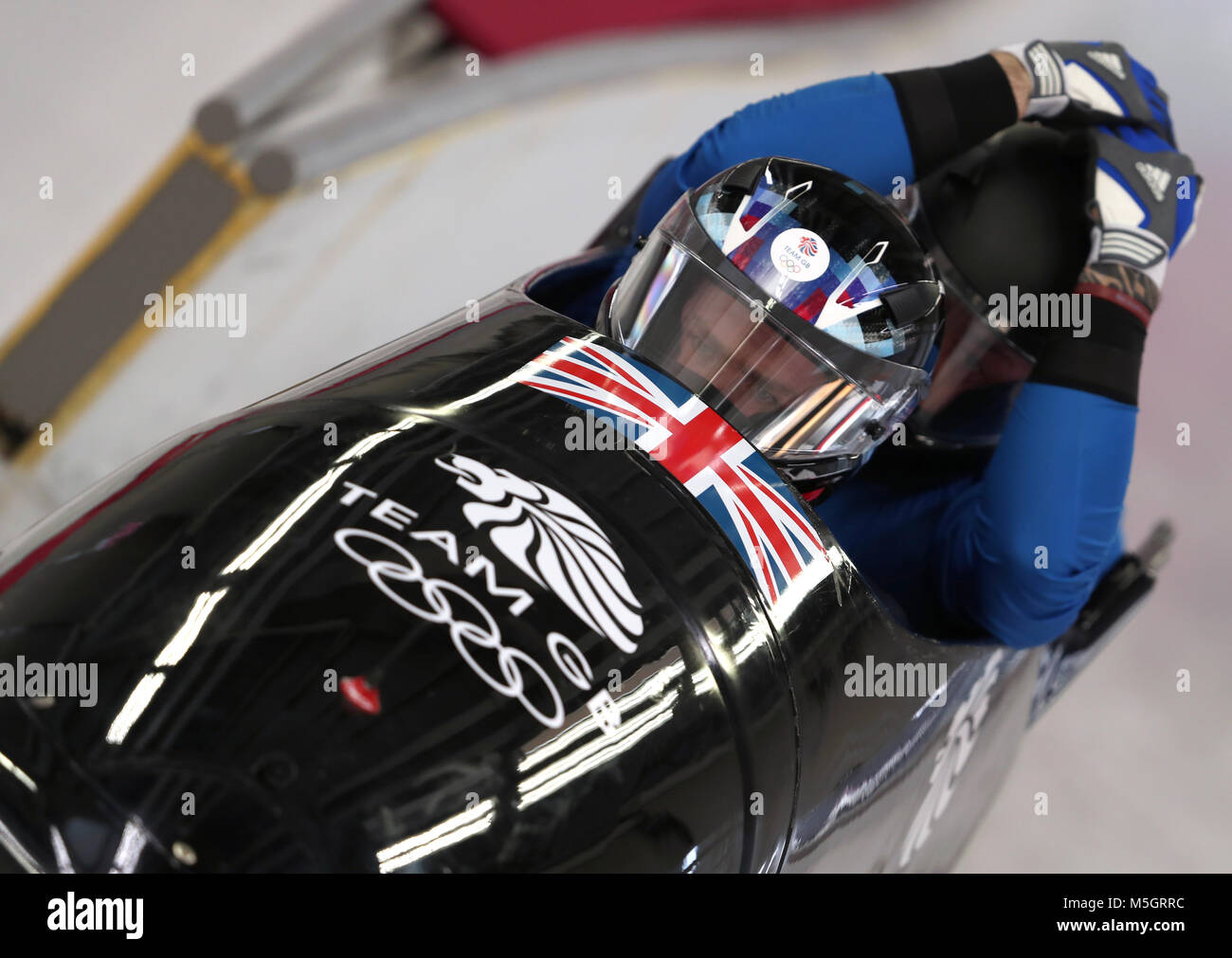 Great Britain's Brad Hall during Bobsleigh training at the Olympic ...