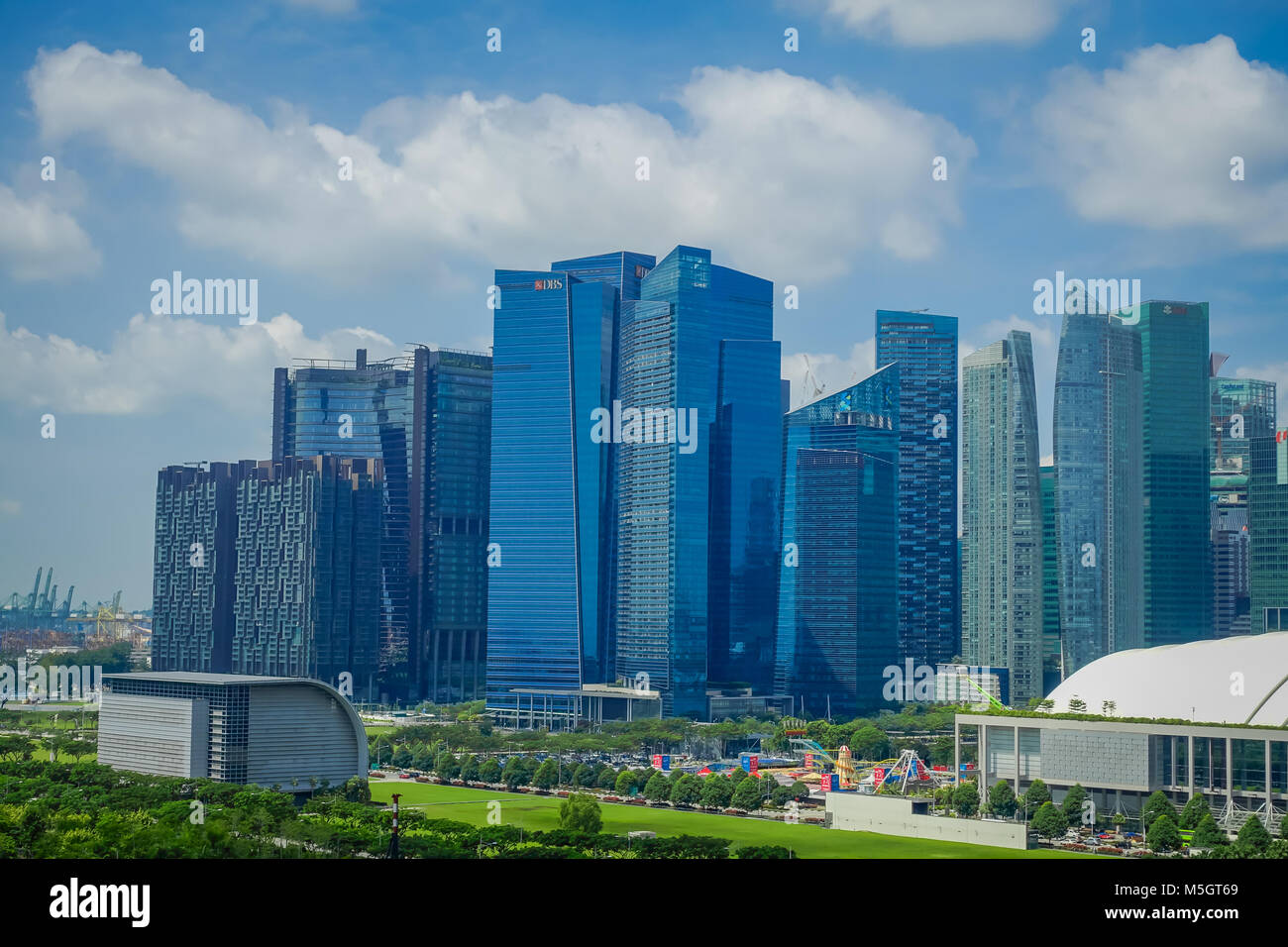 SINGAPORE, SINGAPORE - FEBRUARY 01, 2018: A view of the top of DBS Asia ...