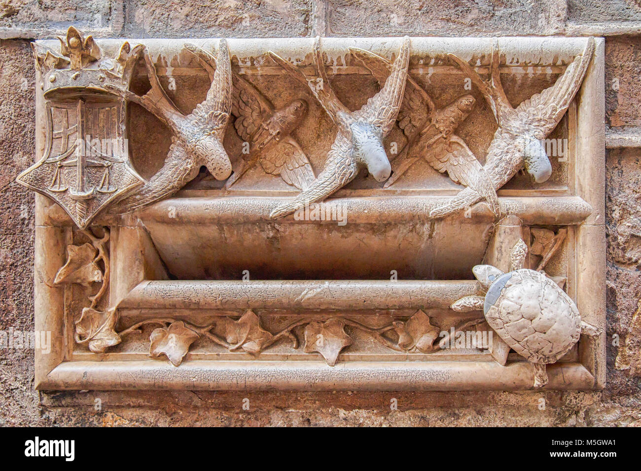 Mailbox in Barcelona (Facade of Casa de l’Ardiaca, in the Gothic ...