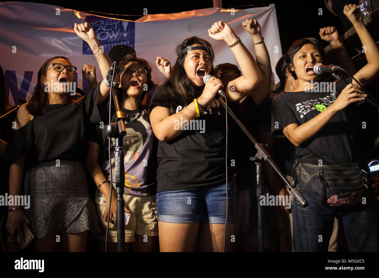 Manila, Philippines. 23rd Feb, 2018. Student leaders and activists lead ...
