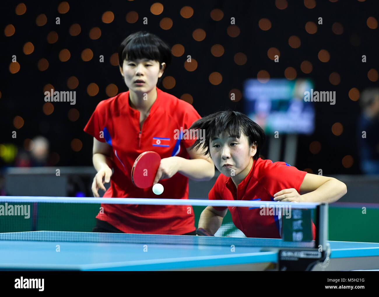 London, UK. 23rd Feb, 2018. Kim Nam Hae and Cha Hyo Sim of Korean DPR ...