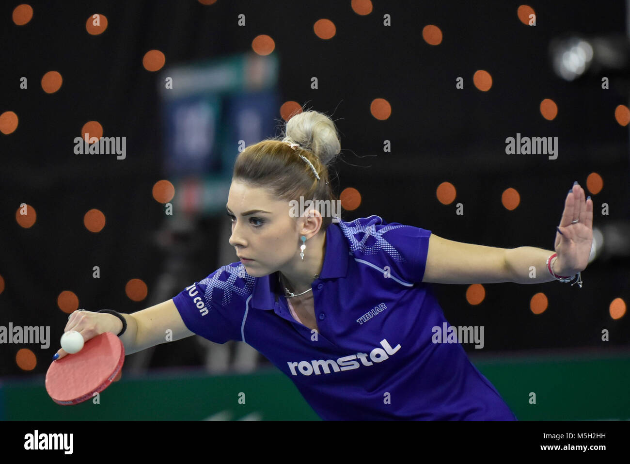 London, UK. 23 February 2018. Bernadette Szocs (ROU) takes part in her ...