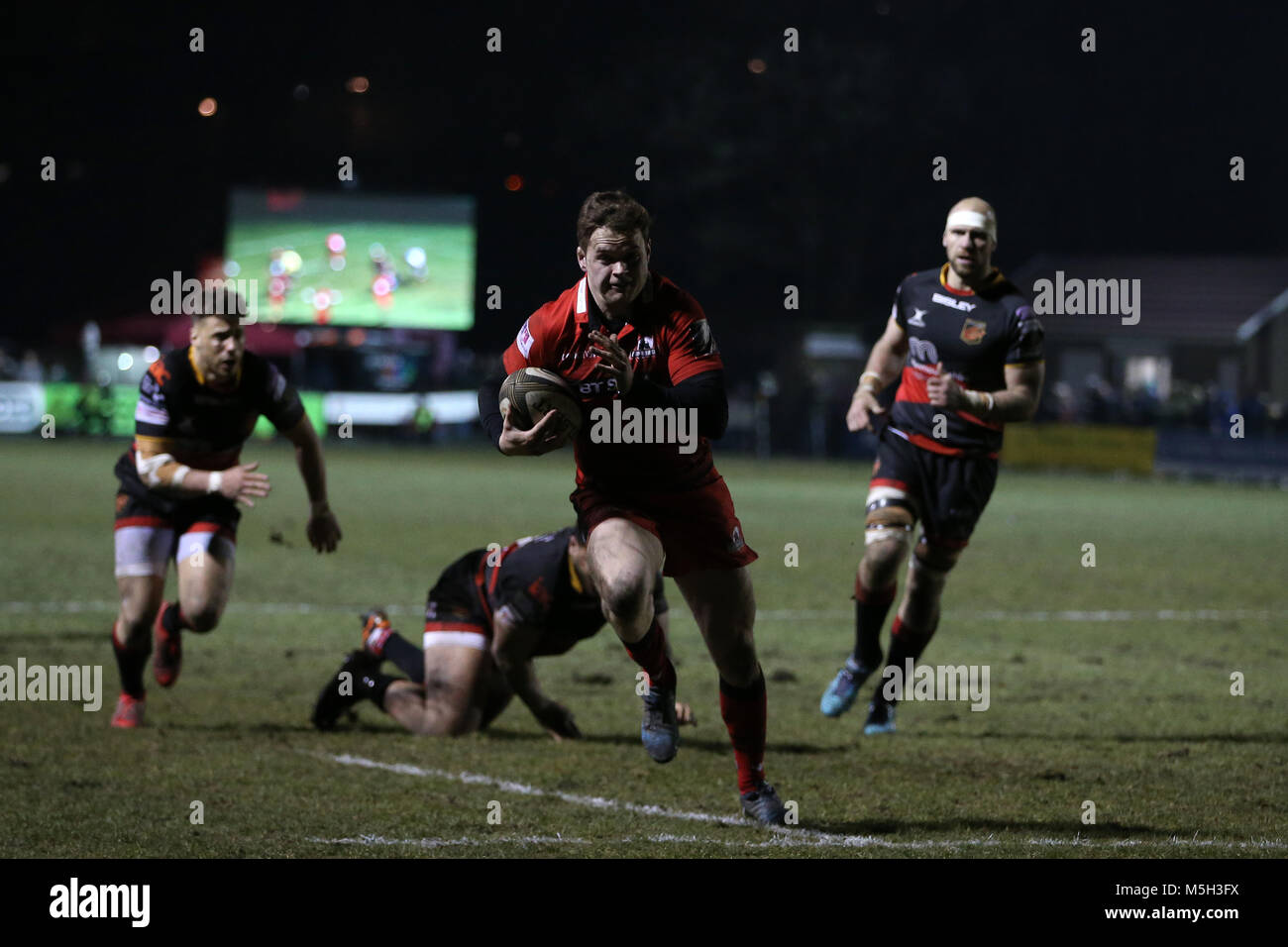 Chris Dean of Edinburgh rugby runs in to score his teams 2nd try ...