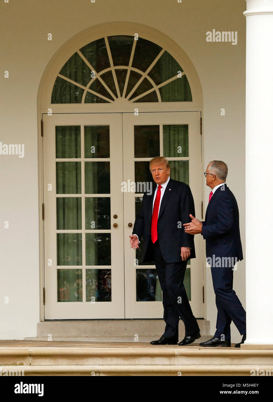 United States President Donald J. Trump walks with Prime Minister ...