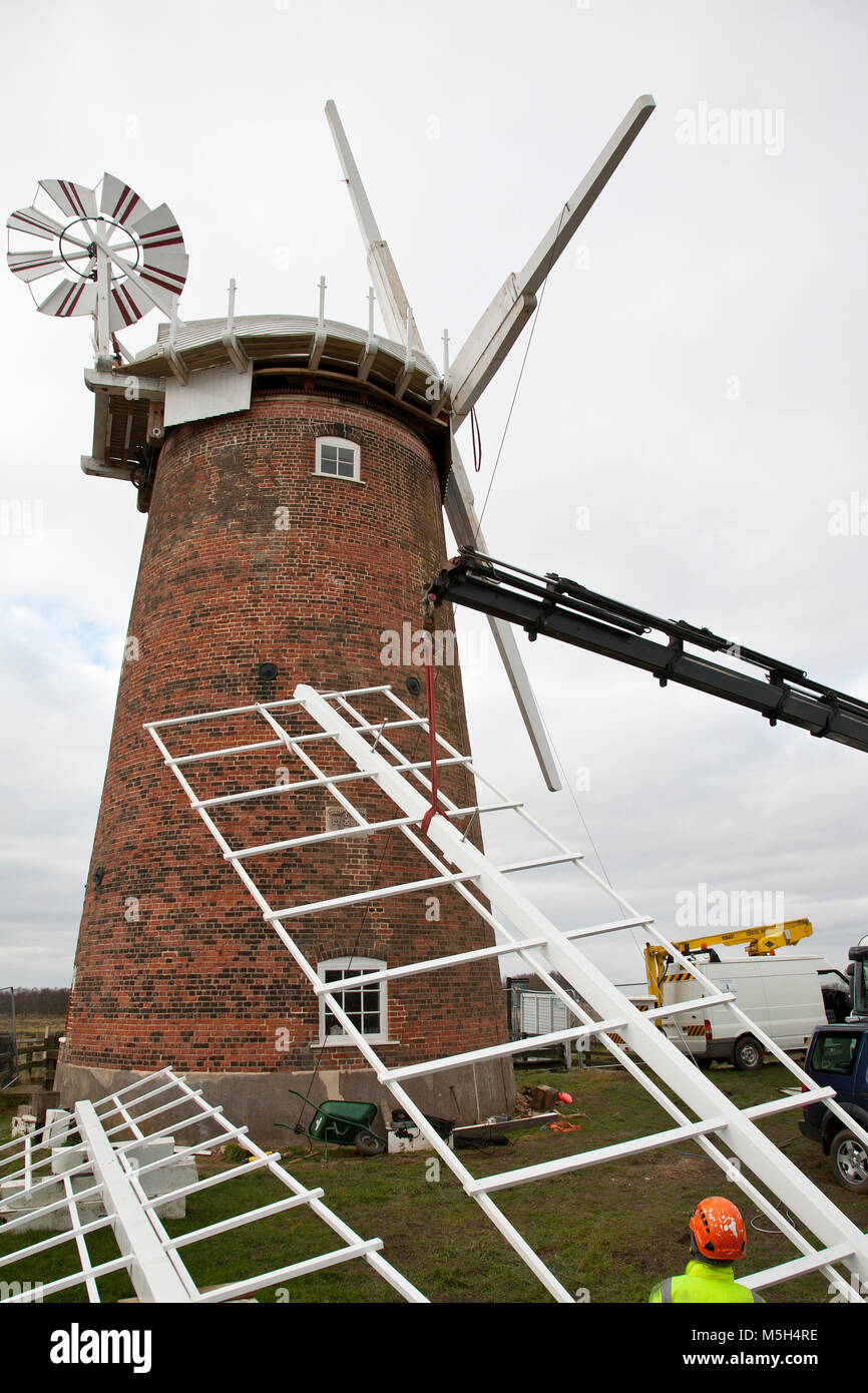 Norfolk Broads, UK. 23rd February 2018. Horsey Windpump drainage mill ...