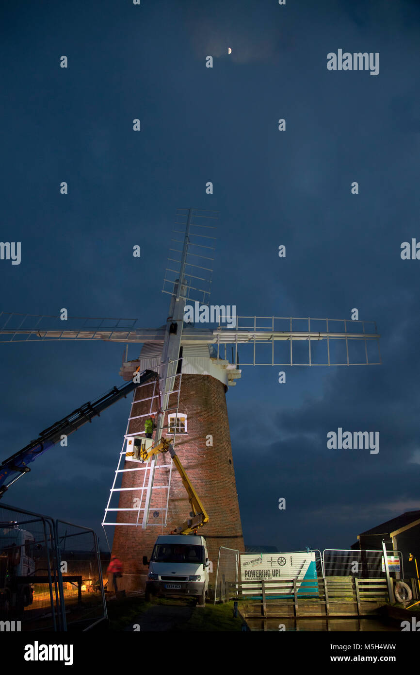 Norfolk Broads, UK. 23rd February 2018. Horsey Windpump drainage mill ...