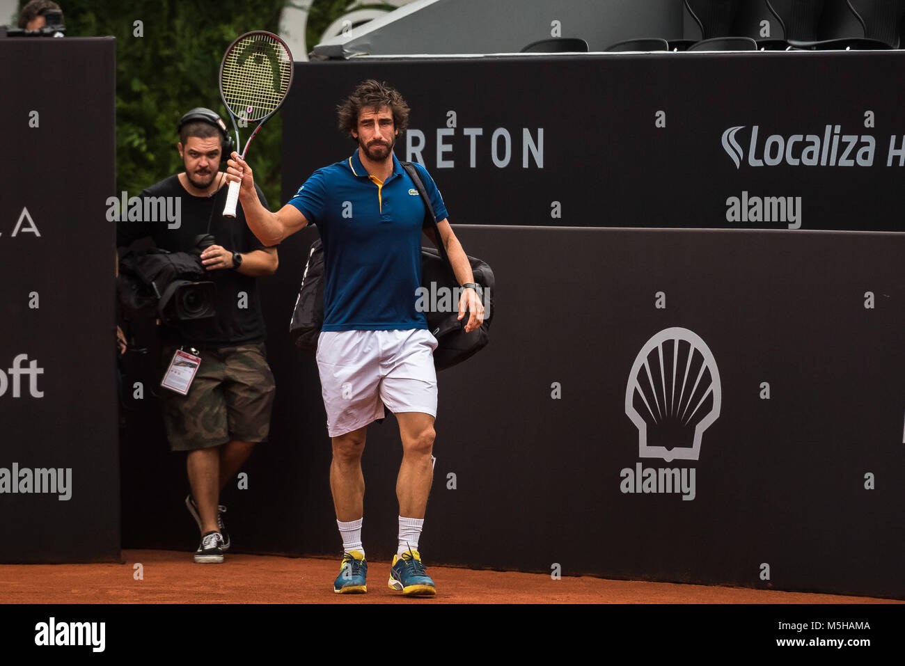 Rio De Janeiro, Brazil. 23rd Feb, 2018. Pablo Cuevas (URU) entering the ...