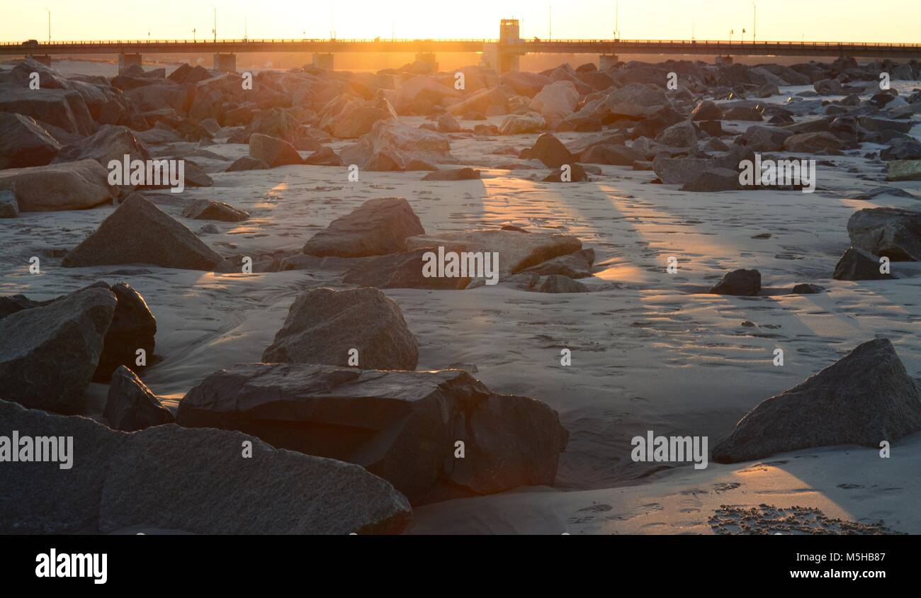 hampton beach at sunset Stock Photo - Alamy