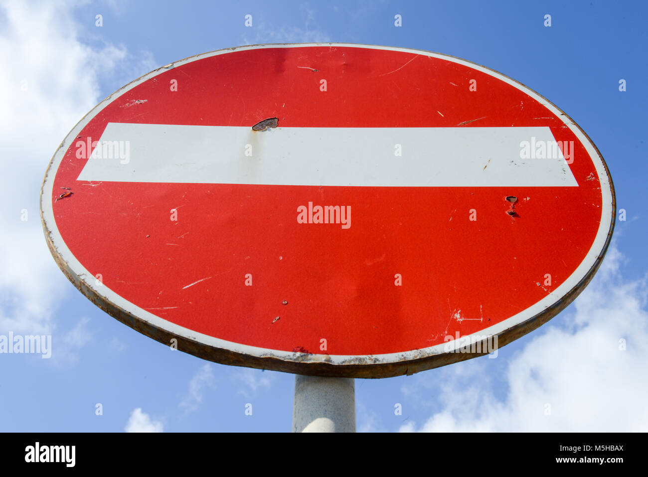 Do not enter traffic sign on a sky background Stock Photo - Alamy