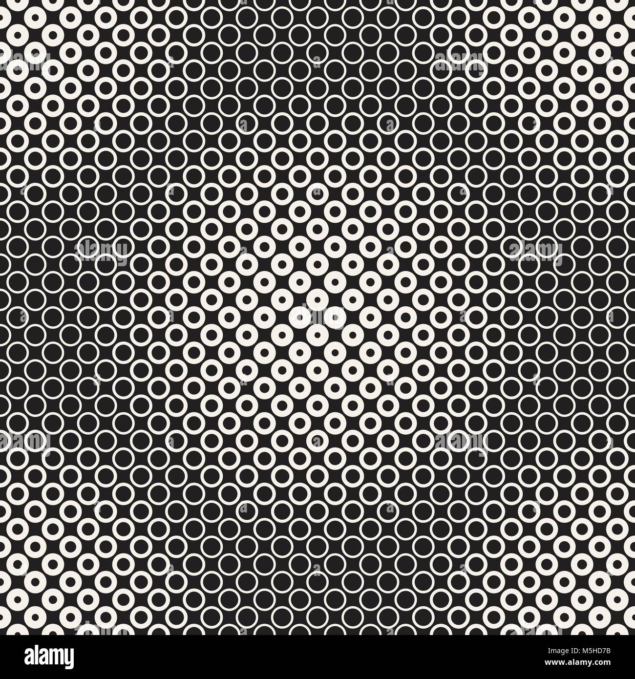 Halftone circles vector seamless pattern. Abstract geometric texture with size gradation of ...
