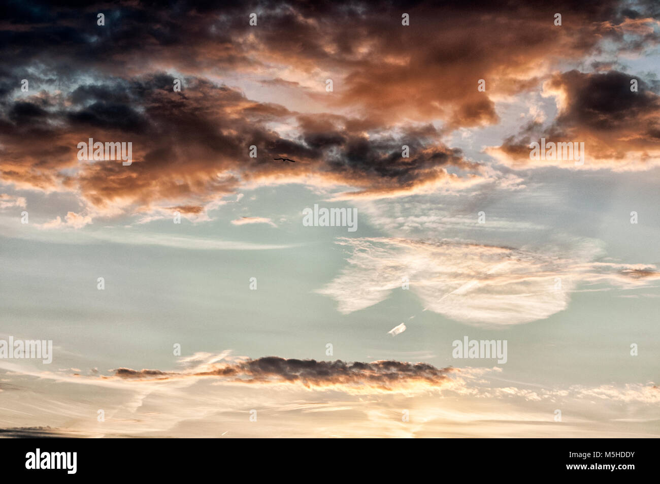 beautiful red sky with deep contrast and clouds Stock Photo - Alamy