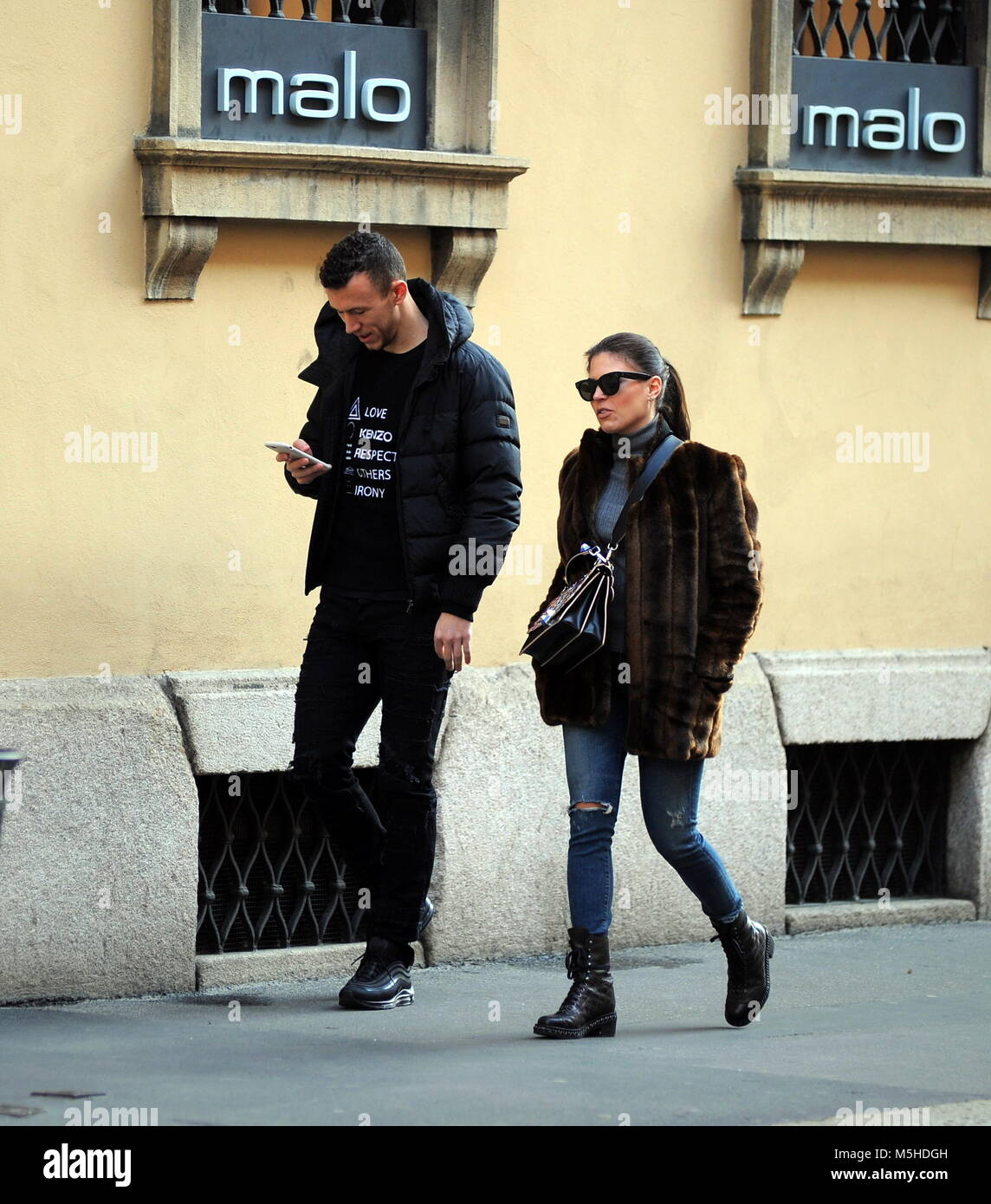 Croatian footballer Ivan Perišić and his wife arrive in the city center ...