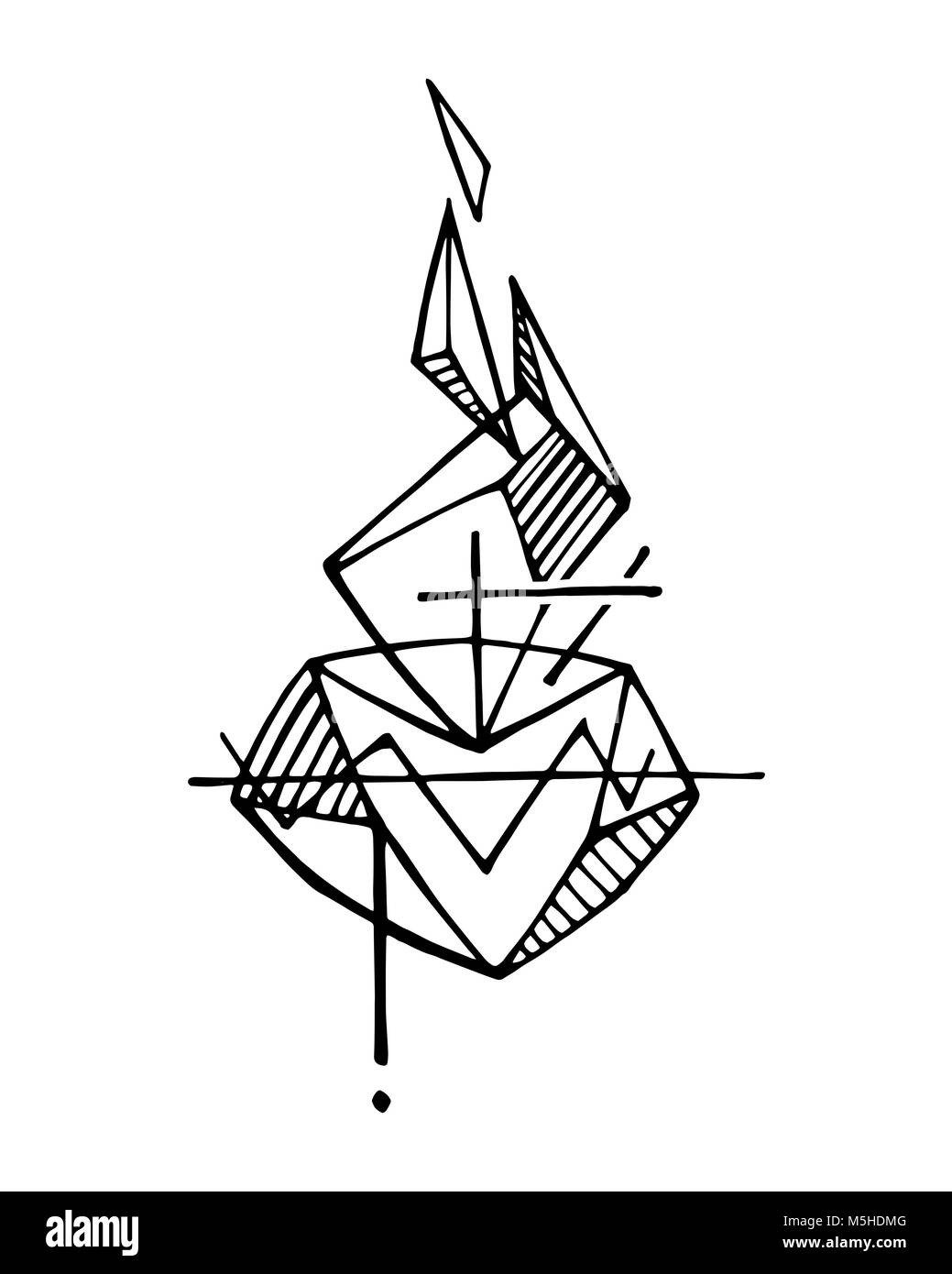 Sacred Heart Line Drawing