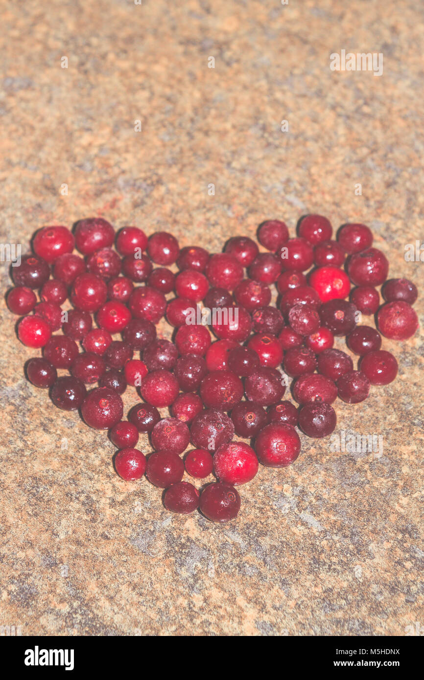 Cold frozen red berry cranberries on the table Stock Photo - Alamy