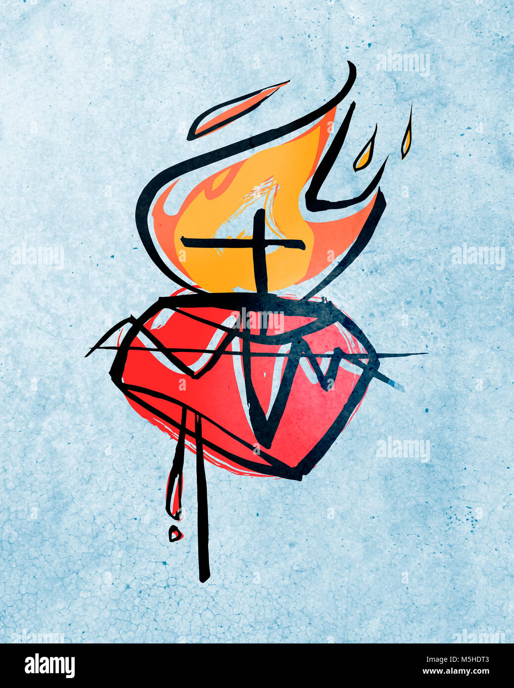 Hand drawn illustration or drawing of Jesus Christ Sacred Heart Stock ...
