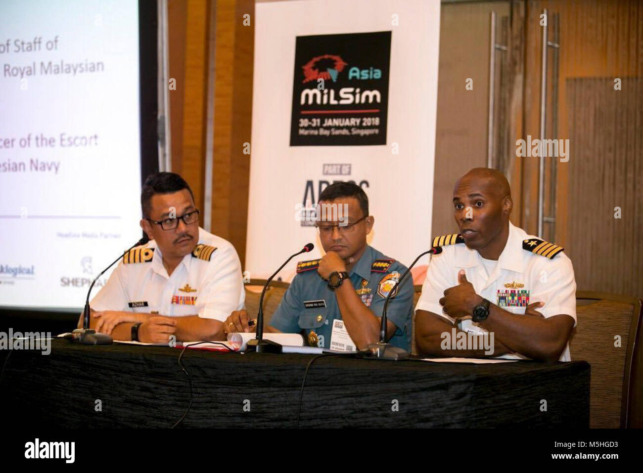 SINGAPORE (February 8, 2018) Capt. Lex Walker, Commodore of Destroyer ...