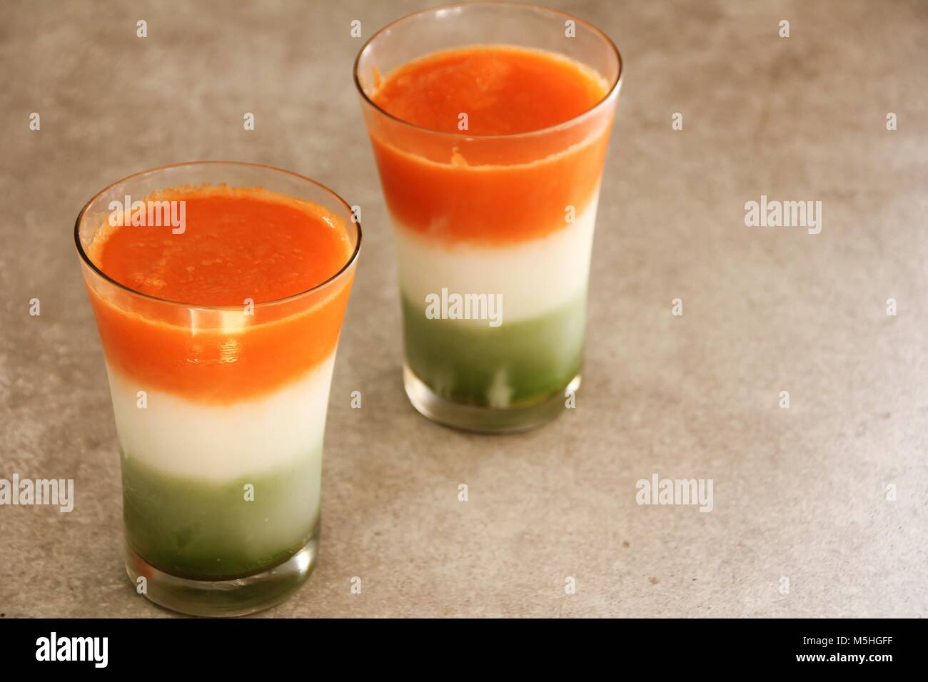 Tricolor Juice / Republic day food inIndian flag colors with copy space ...