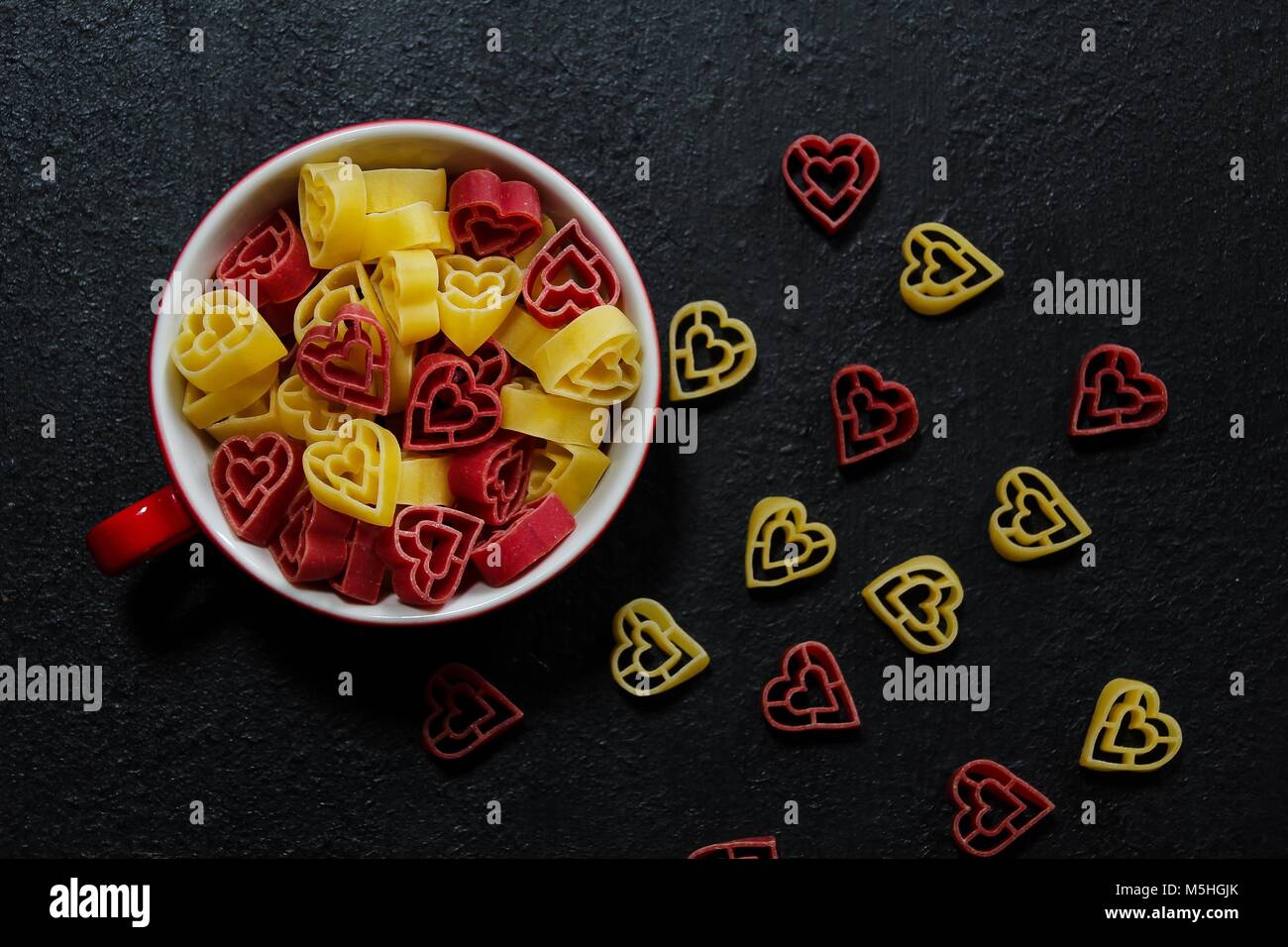 Pasta heart decoration for Valentines day Stock Photo - Alamy