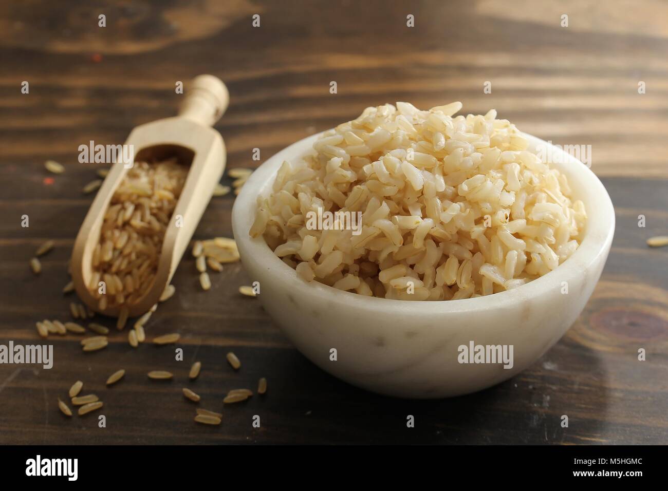 Cooked Whole grain brown rice served in a bowl, selective focus Stock ...