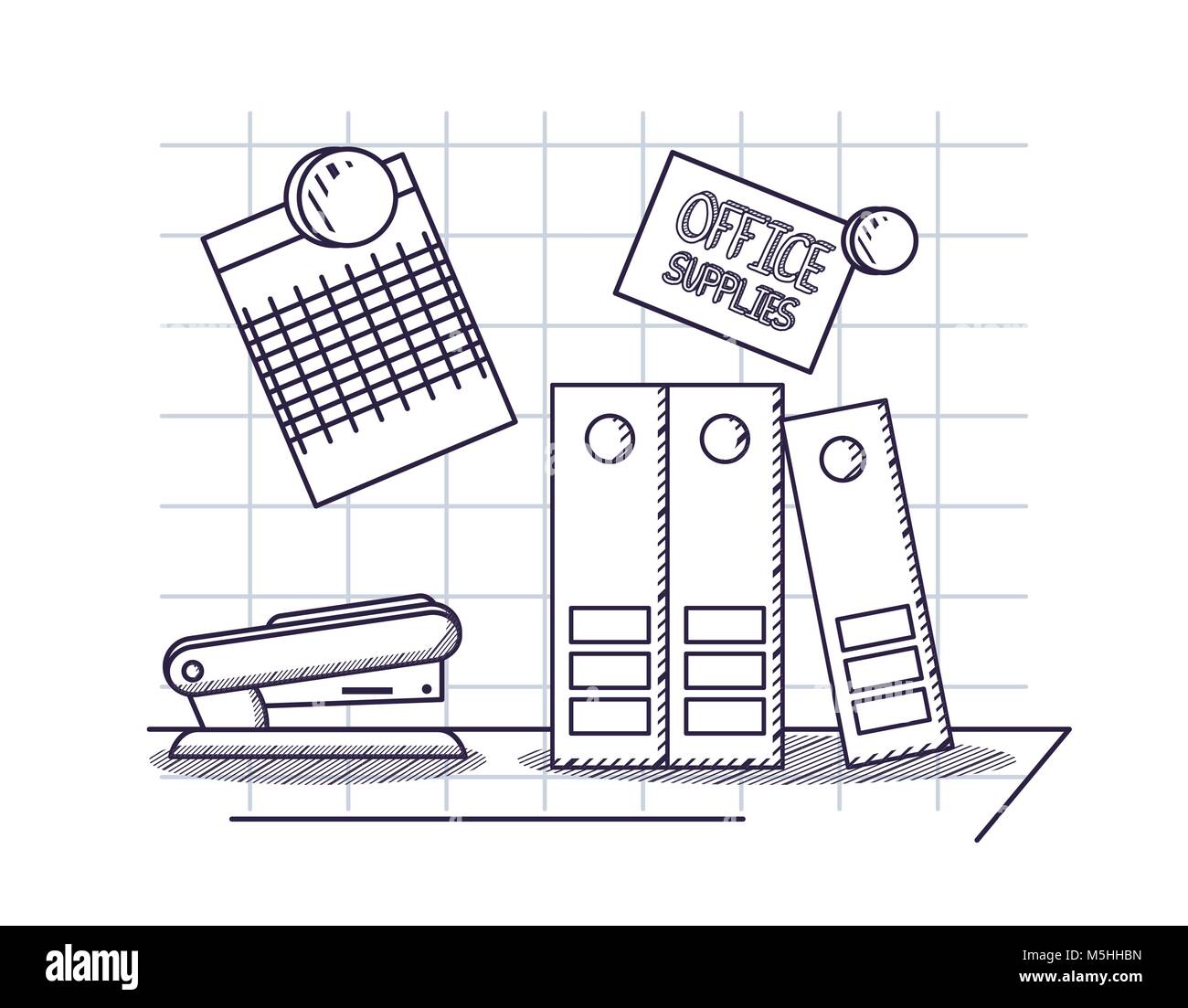 Workplace office supplies notepad Stock Vector Images - Alamy