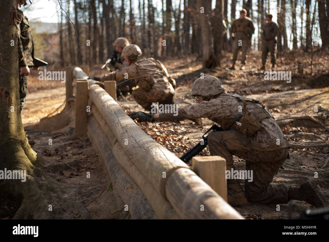 U.S. Marine candidates participate in the combat course at the Officer ...