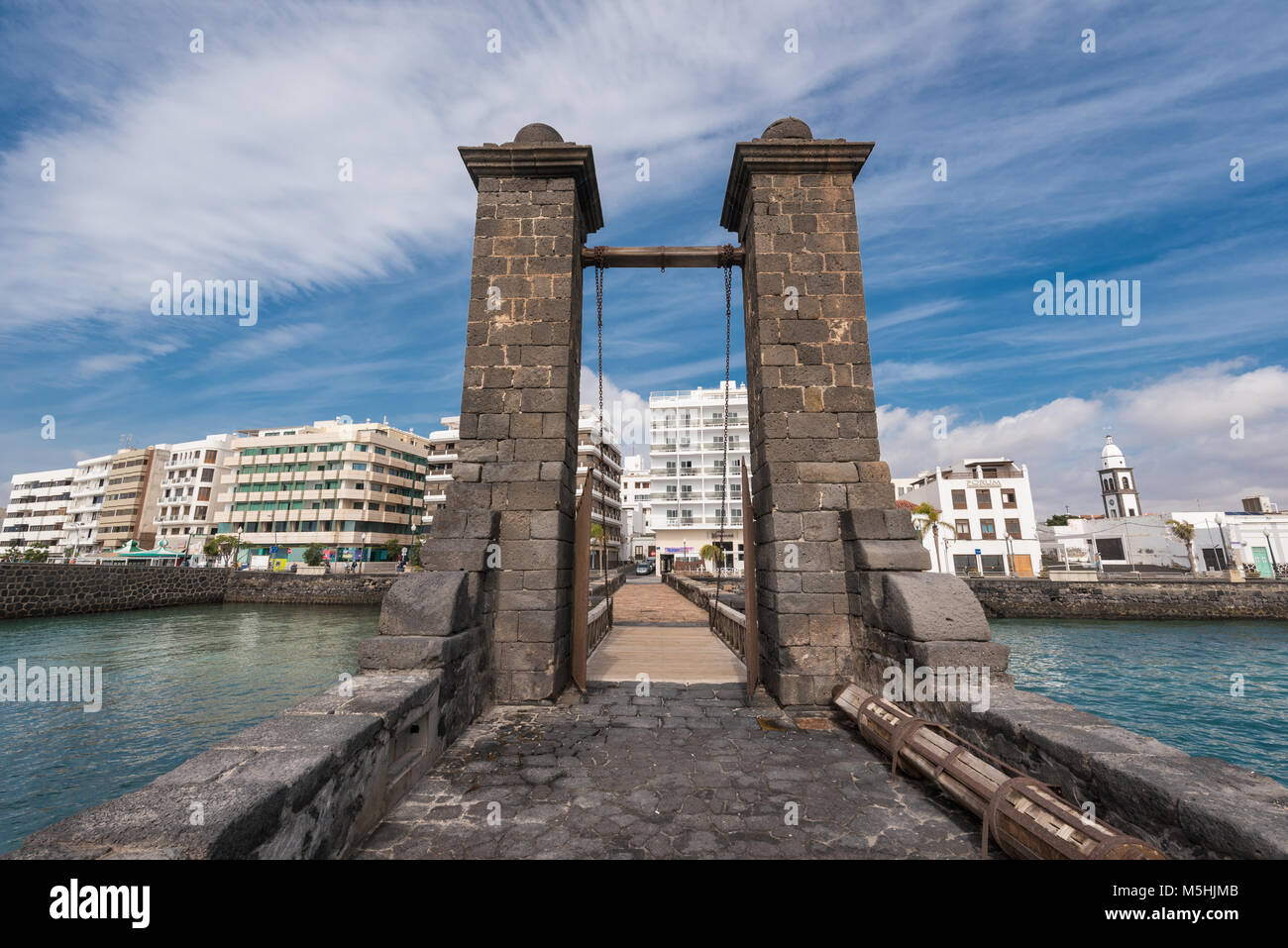 Arrecife, Spain - February 12, 2018: Arrecife cityscape, Balls bridge ...
