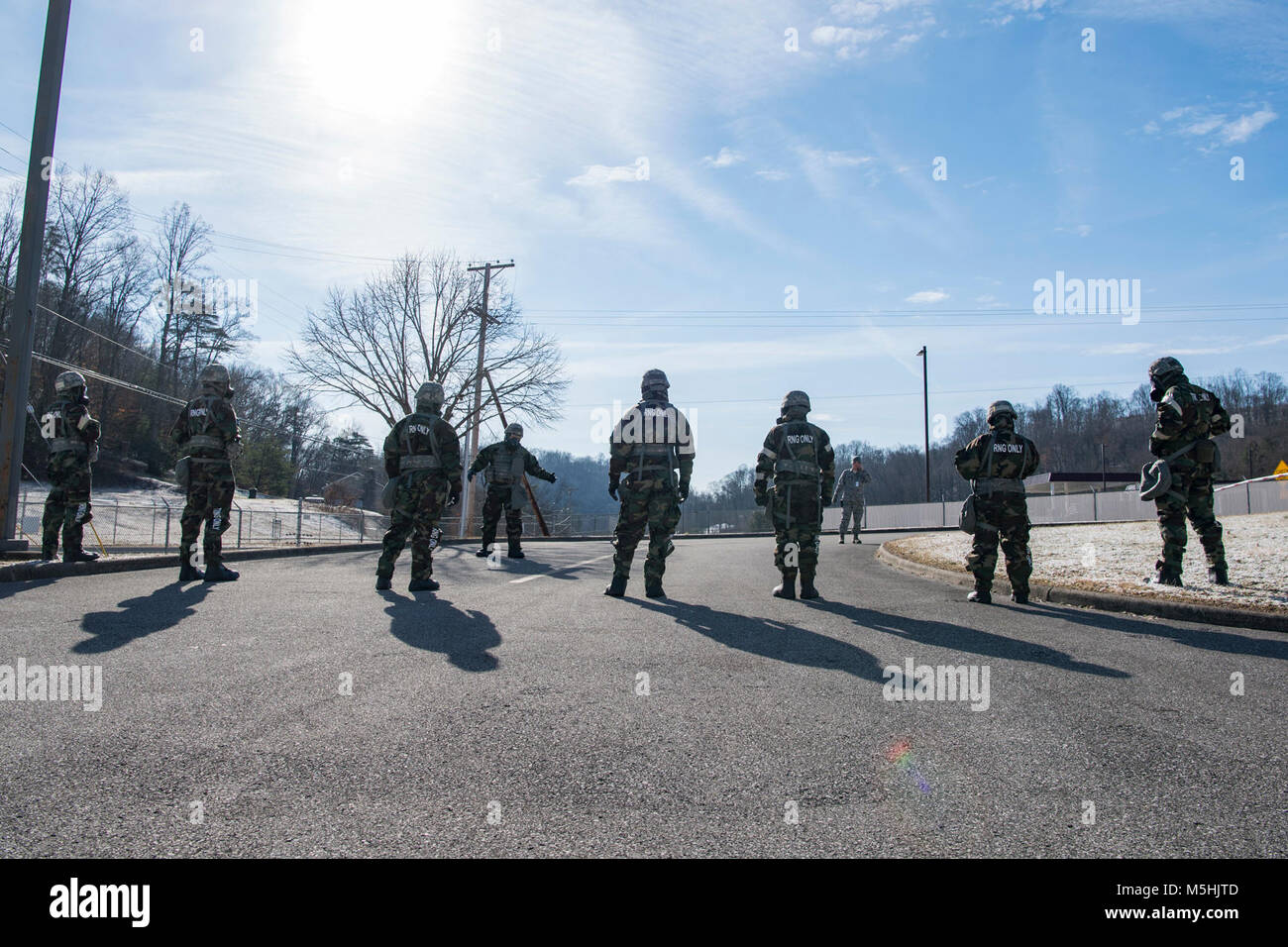 U.S. Air Force Airmen from the 130th Force Support Squadron practice ...