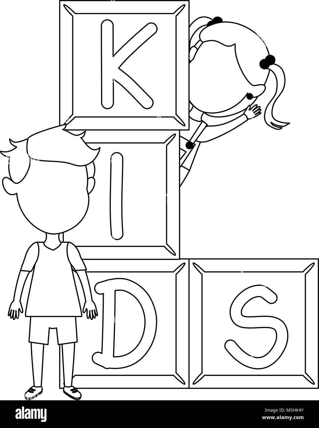 kids with blocks characters vector illustration design Stock Vector ...