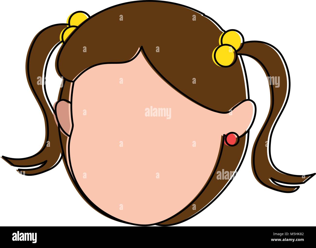 cute and little girl head vector illustration design Stock Vector Image ...