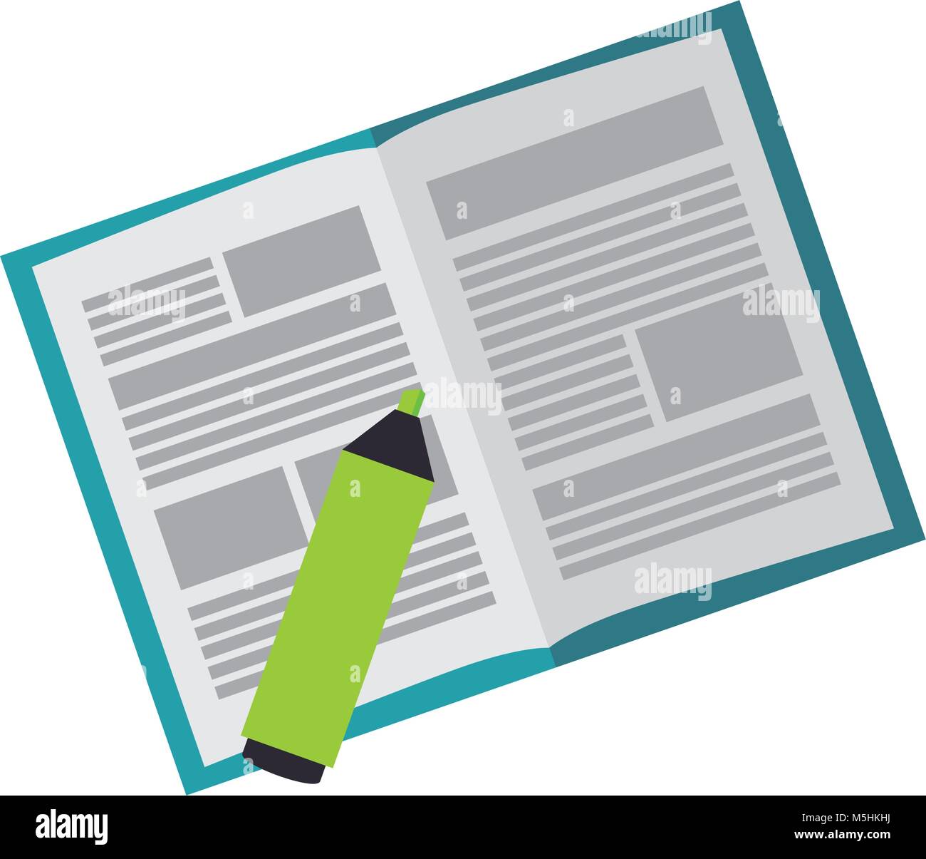 text book with highlighter pen vector illustration design Stock Vector ...