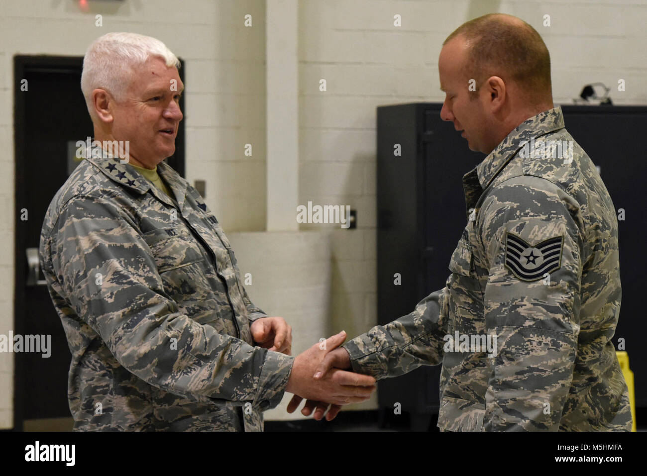 Lt. Gen. L. Scott Rice, the Director of the Air National Guard, shakes ...
