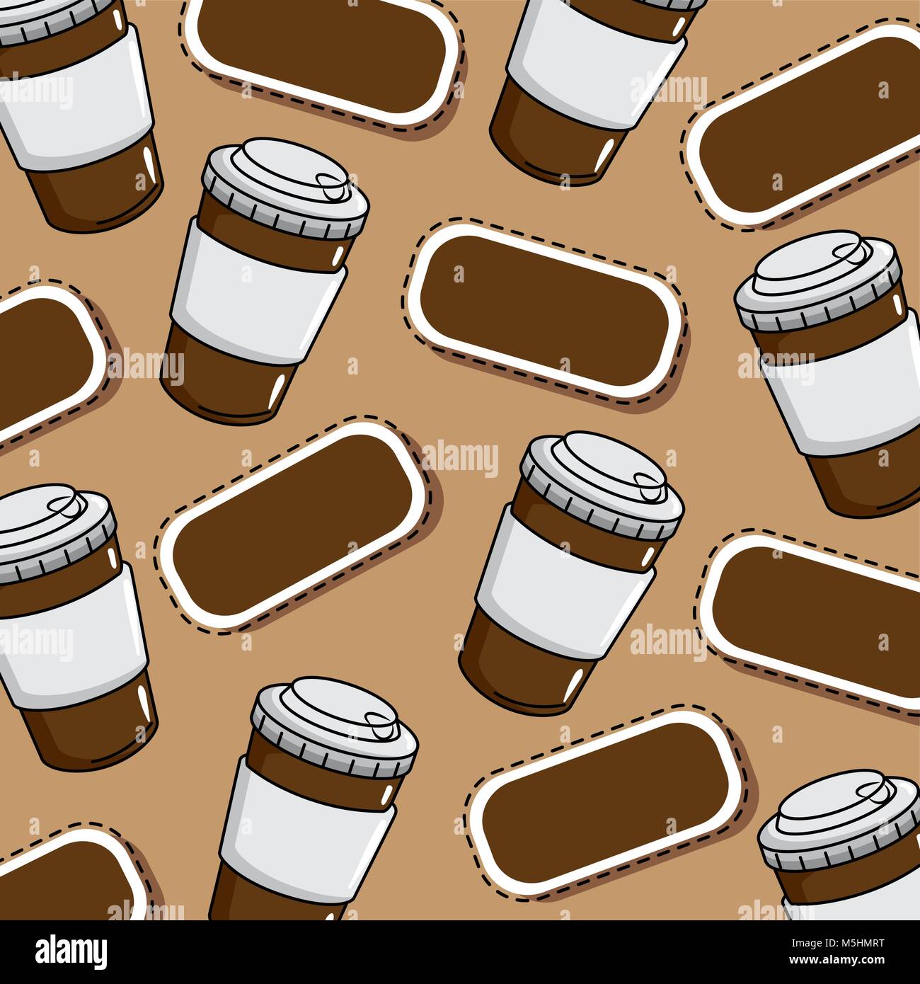 delicious coffee in plastic cup pattern background Stock Vector Image ...
