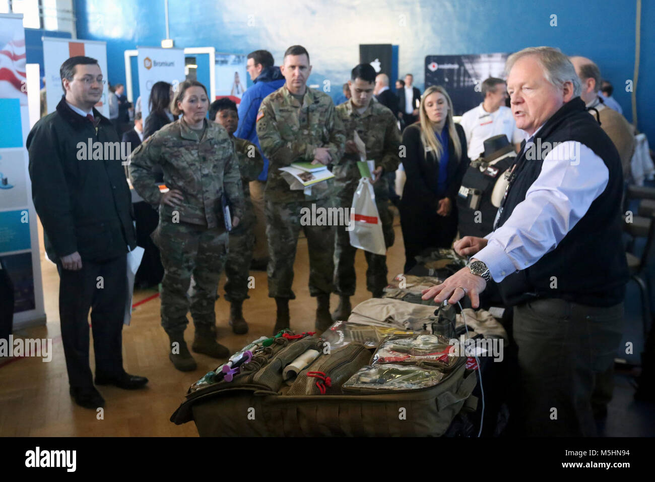 Bill Strang, an exhibitor with TSSi, gives a presentation to senior ...