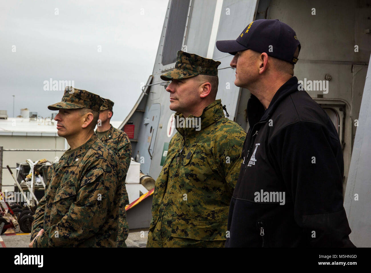 U.S. Marine Corps Lt. Col. Ernest Govea, left, the commanding officer ...