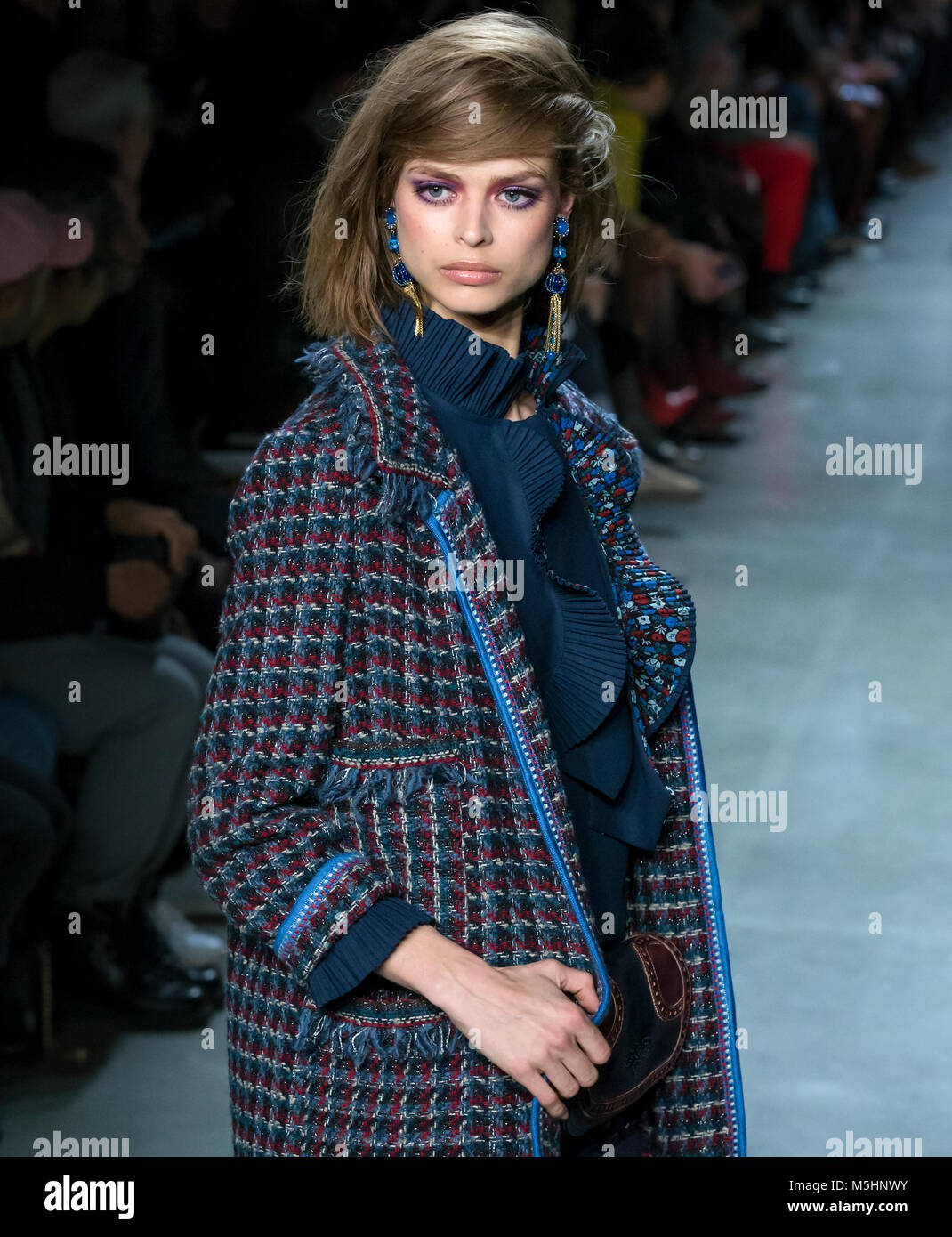 NEW YORK, NY - February 12, 2018: Birgit Kos walks the runway at the ...